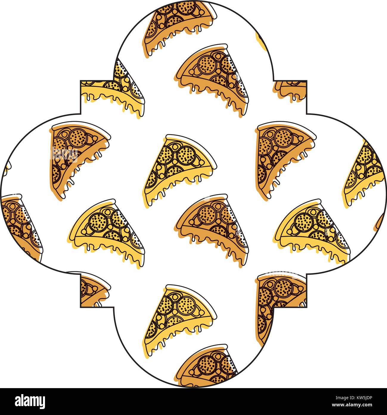 frame with pizza pattern background vector illustration design Stock ...
