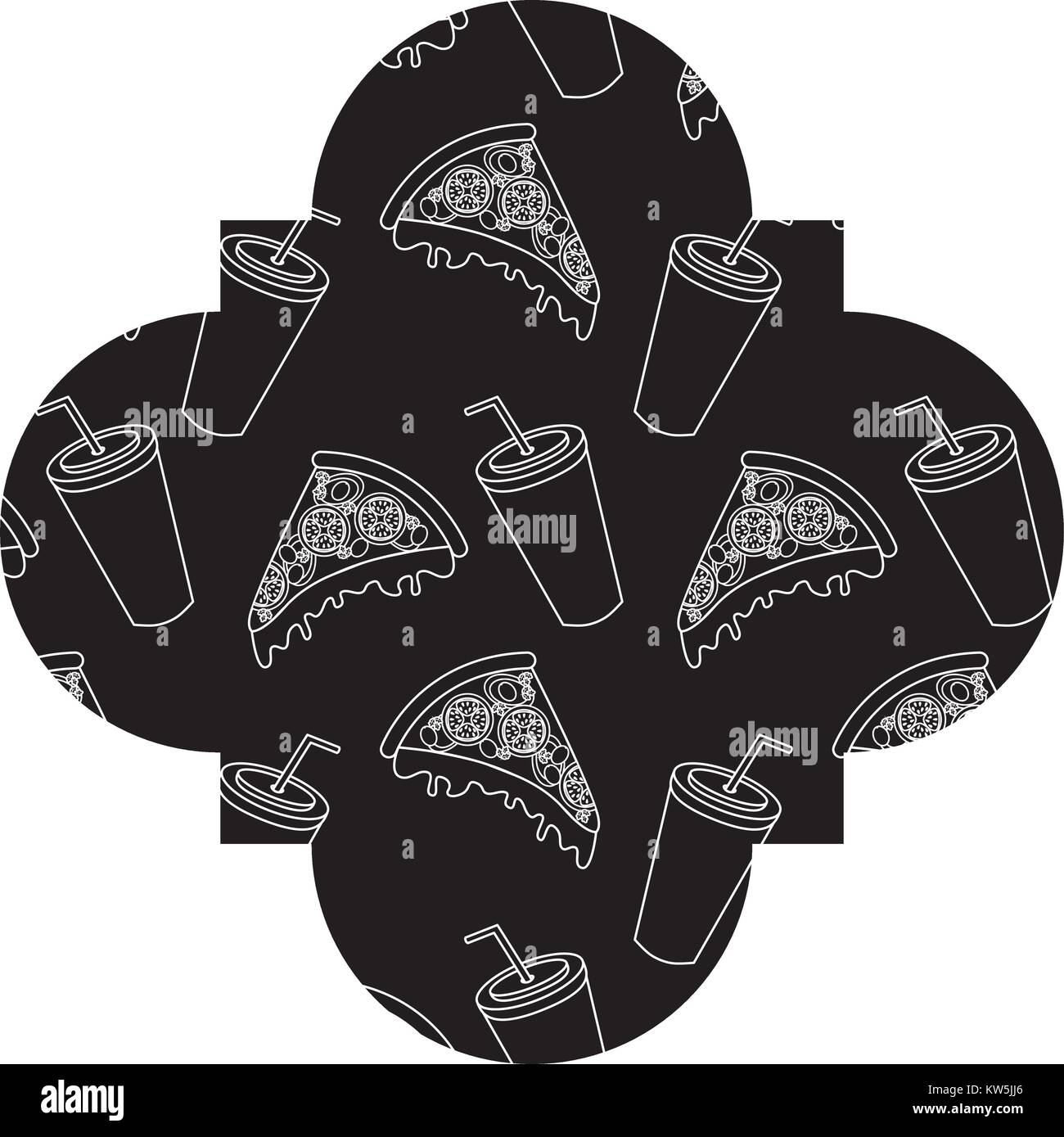 frame with pizza and soda pattern background vector illustration design ...