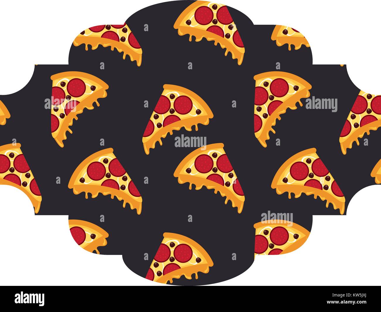 frame with pizza pattern background vector illustration design Stock ...