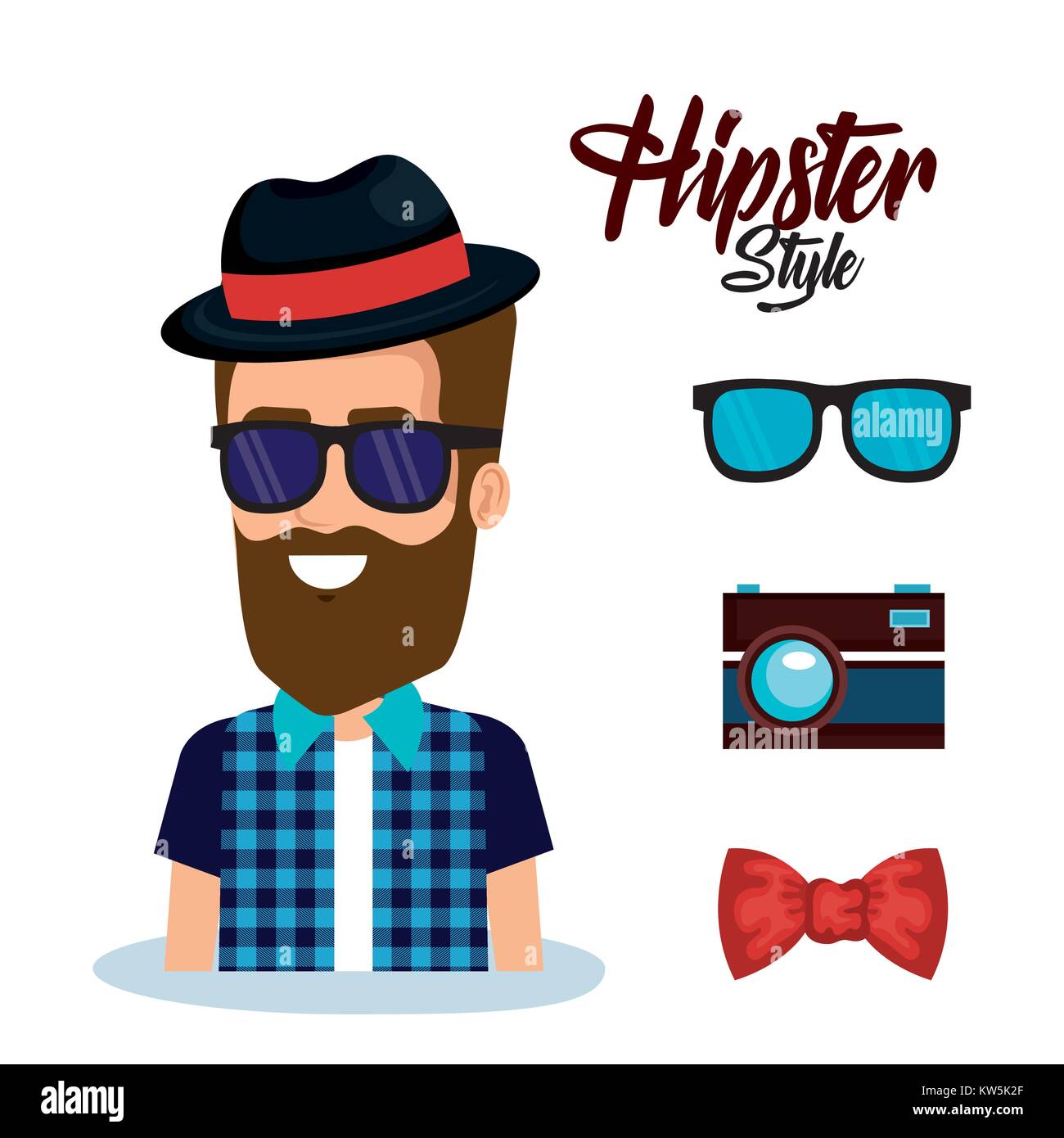 hipster style avatar with accessories Stock Vector Image & Art - Alamy
