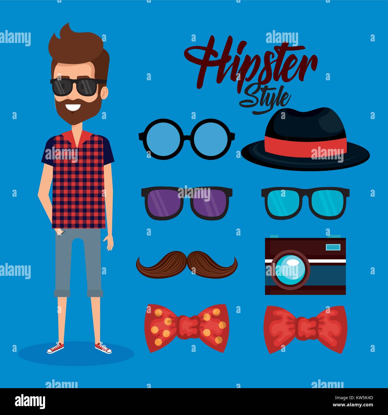 hipster style avatar with accessories Stock Vector Image & Art - Alamy