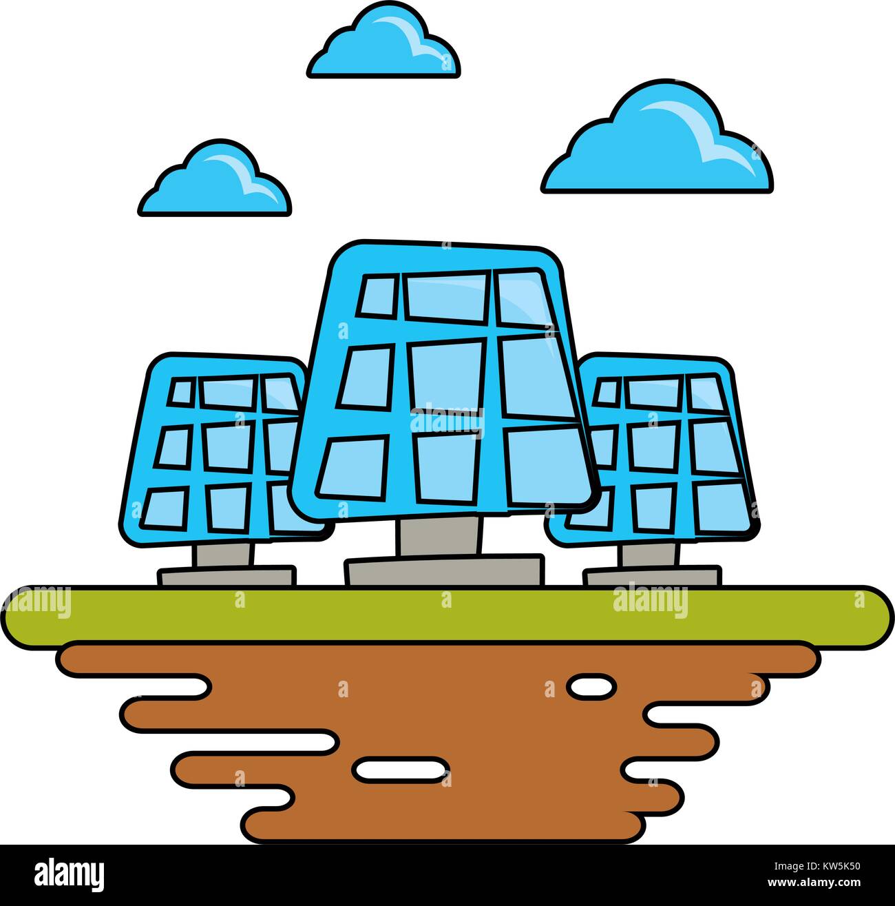 Solar panels on ground cartoon Stock Vector Image & Art - Alamy