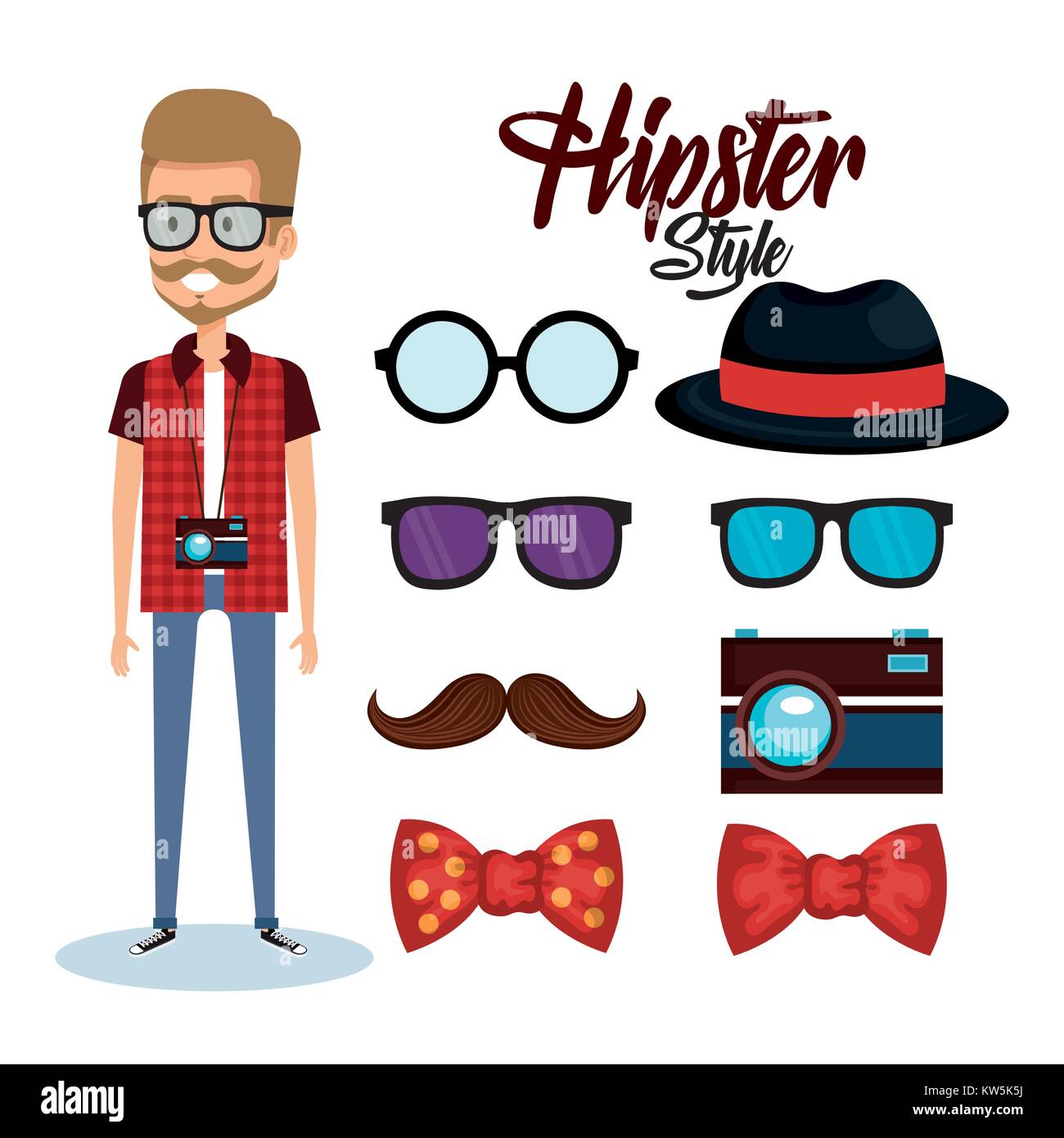 hipster style avatar with accessories Stock Vector Image & Art - Alamy