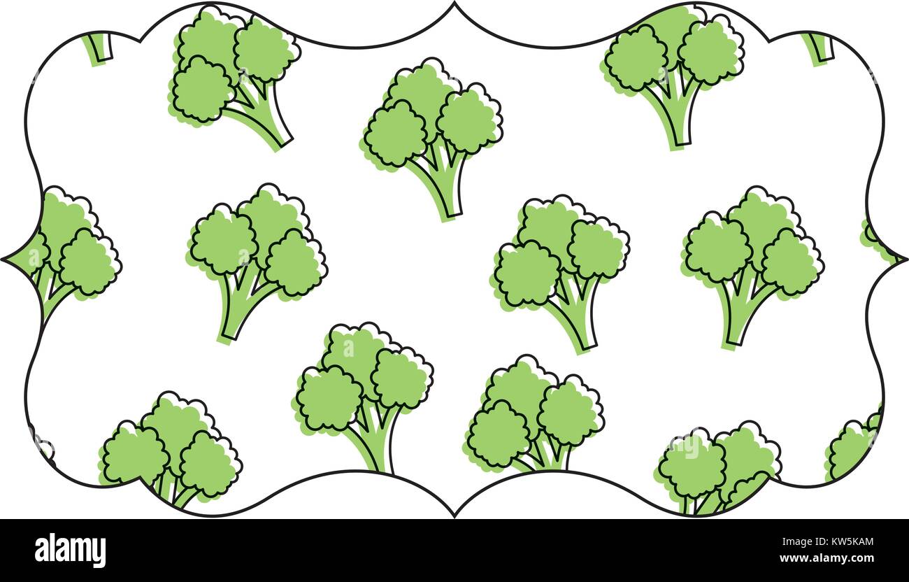 frame with broccoli pattern background vector illustration design Stock ...