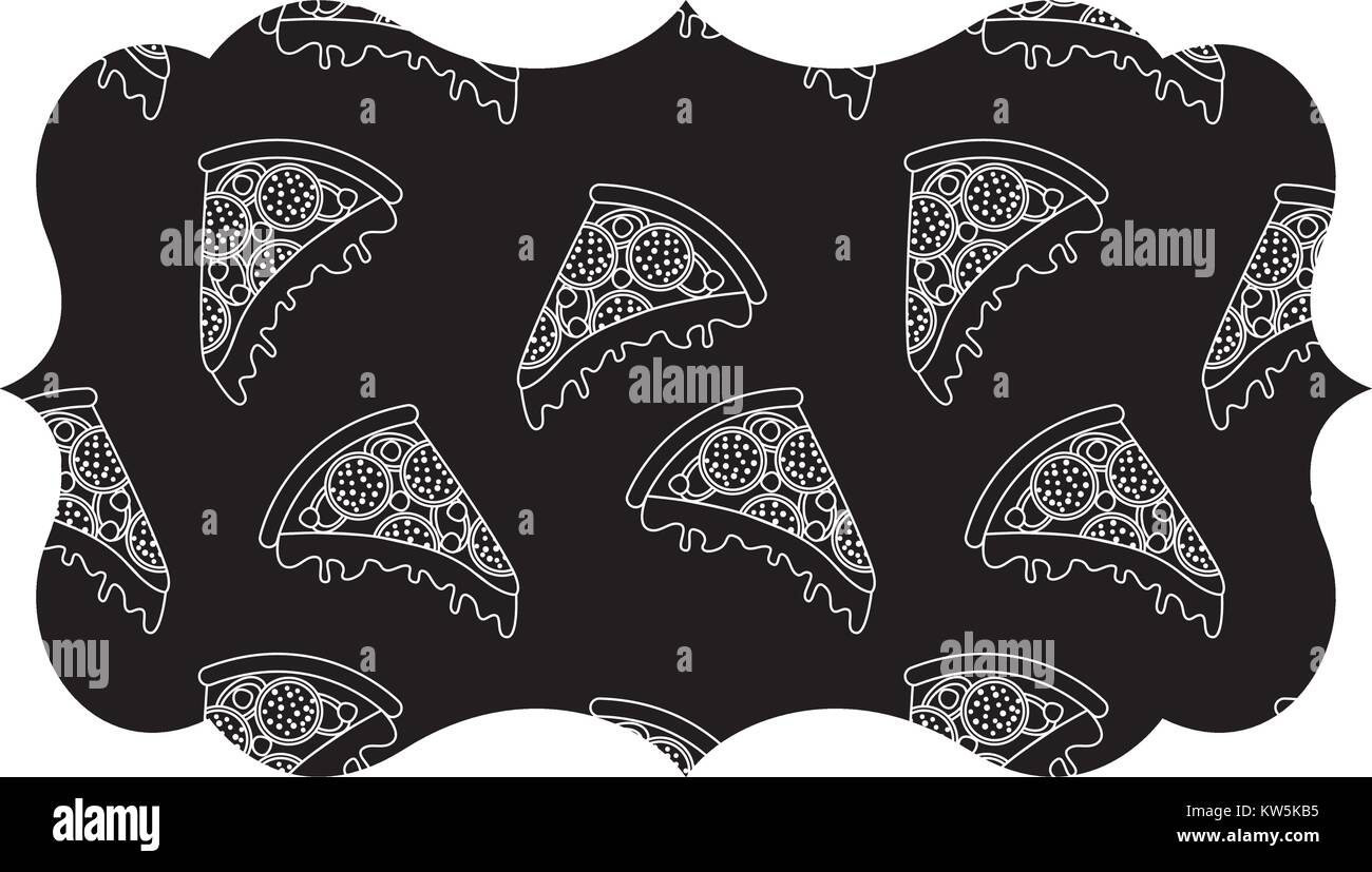 frame with pizza pattern background vector illustration design Stock ...