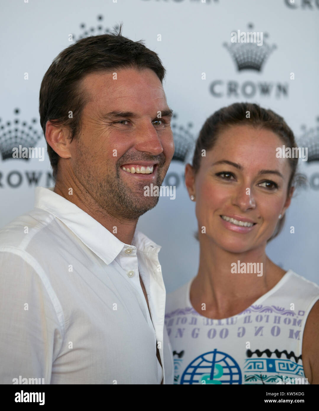 MELBOURNE, AUSTRALIA - JANUARY 12: Pat Rafter Lara Feltham arrives at ...