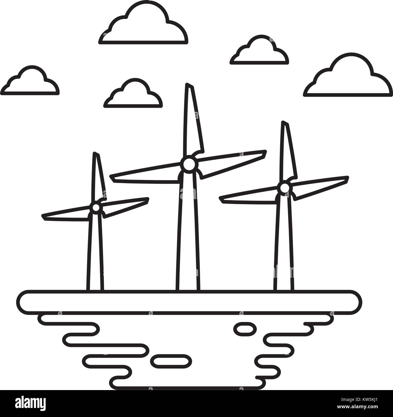 Wind turbines on ground cartoon Stock Vector Image & Art - Alamy
