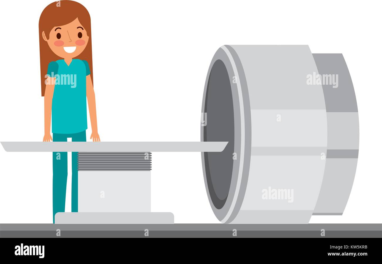 tomography scanner machine with medical professional vector ...