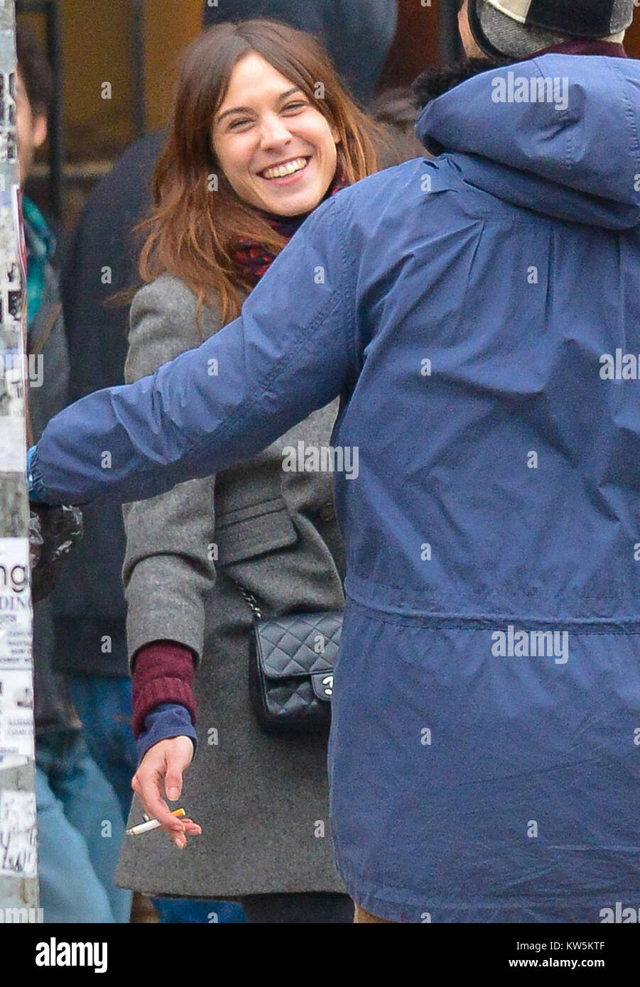 NEW YORK, NY - MARCH 17: Alexa Chung laughs with a friend in Manhattan ...