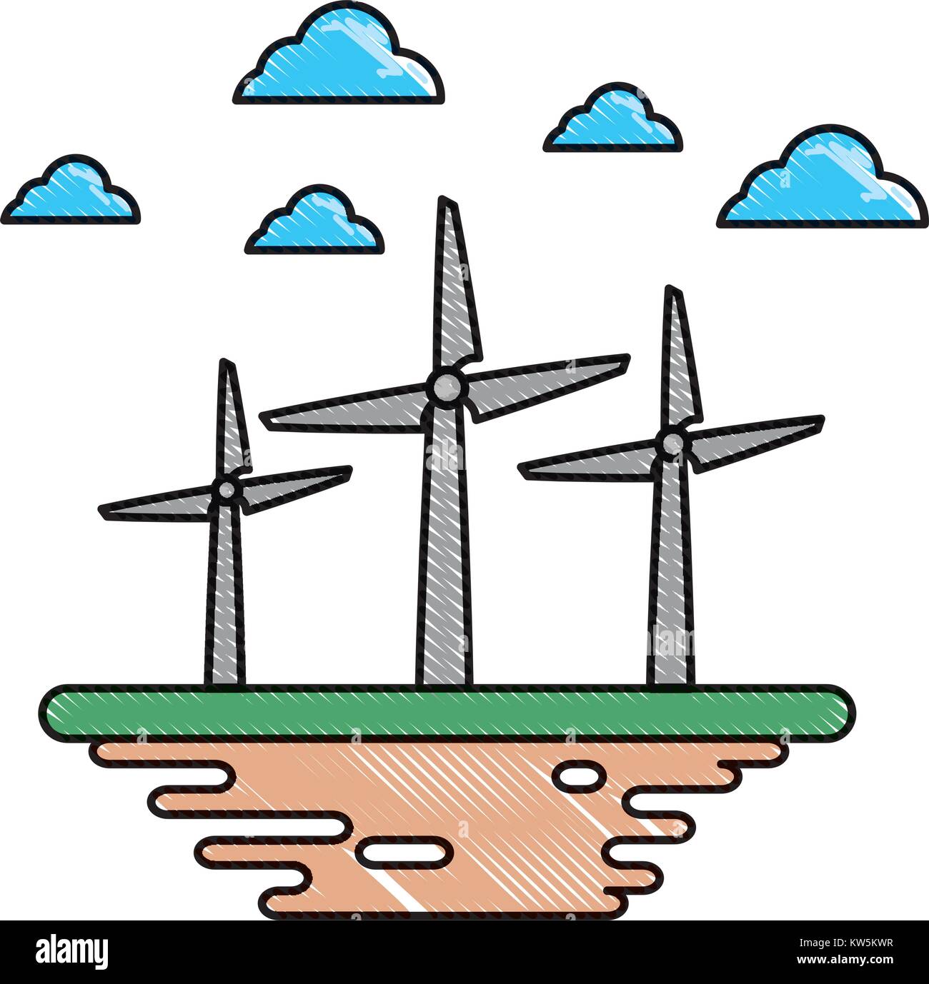 Wind turbines on ground cartoon Stock Vector Image & Art - Alamy