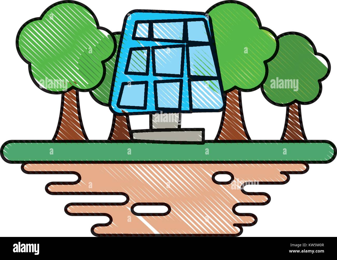 Solar panel on ground cartoon Stock Vector Image & Art - Alamy