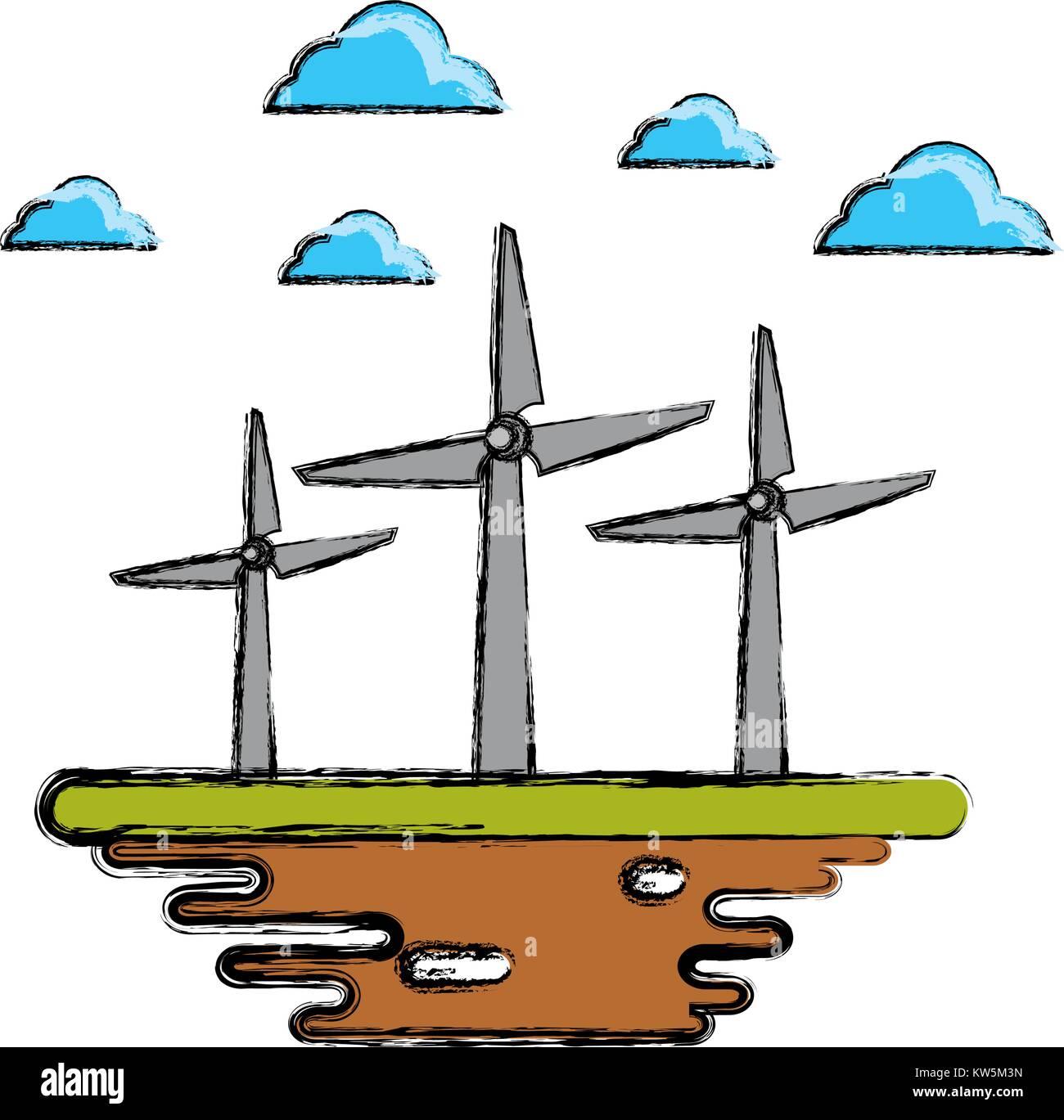 Turbines on field Stock Vector Images - Alamy
