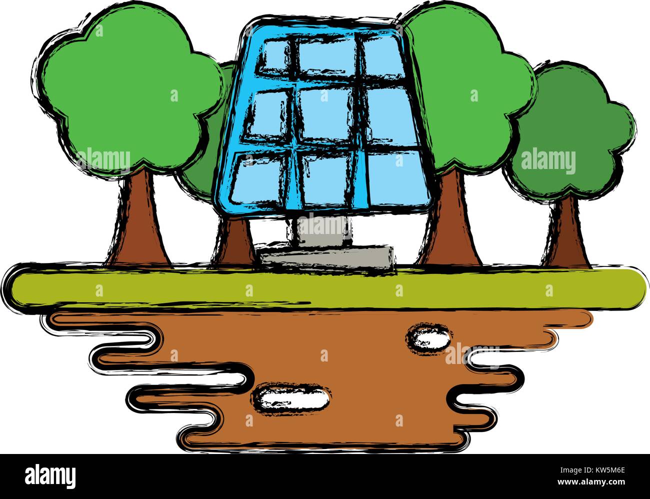 Solar panel on ground cartoon Stock Vector Image & Art - Alamy