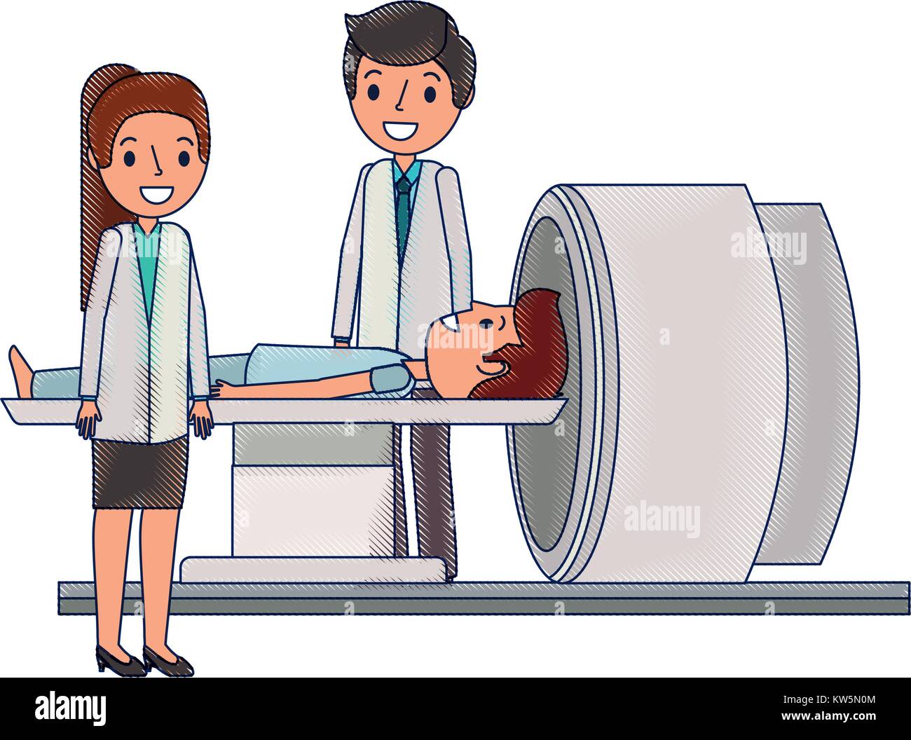 tomography scanner machine with patient and doctor vector illustration ...