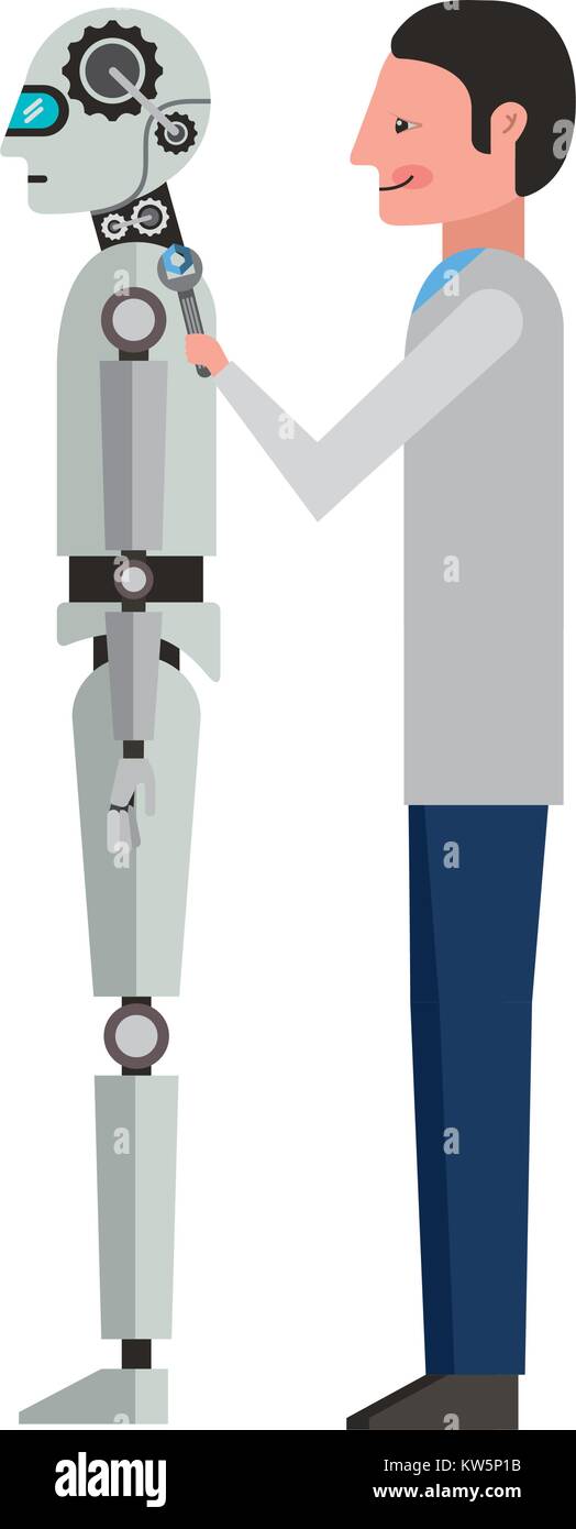 scientist repairing humanoid robot Stock Vector Image & Art - Alamy