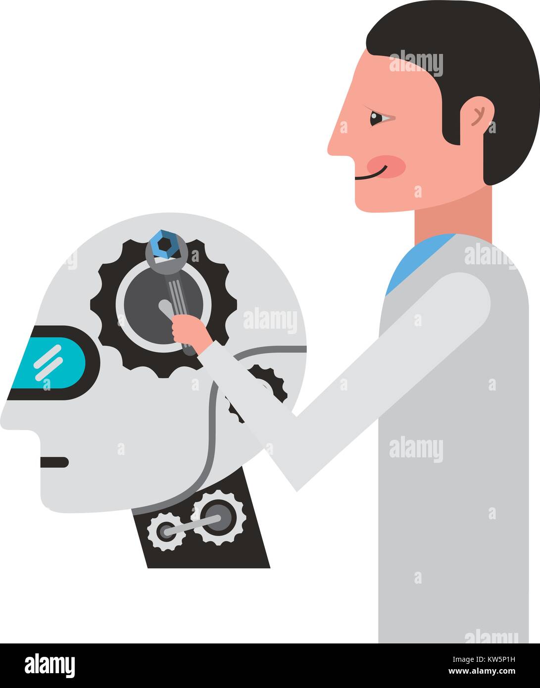 scientist repairing humanoid robot Stock Vector Image & Art - Alamy