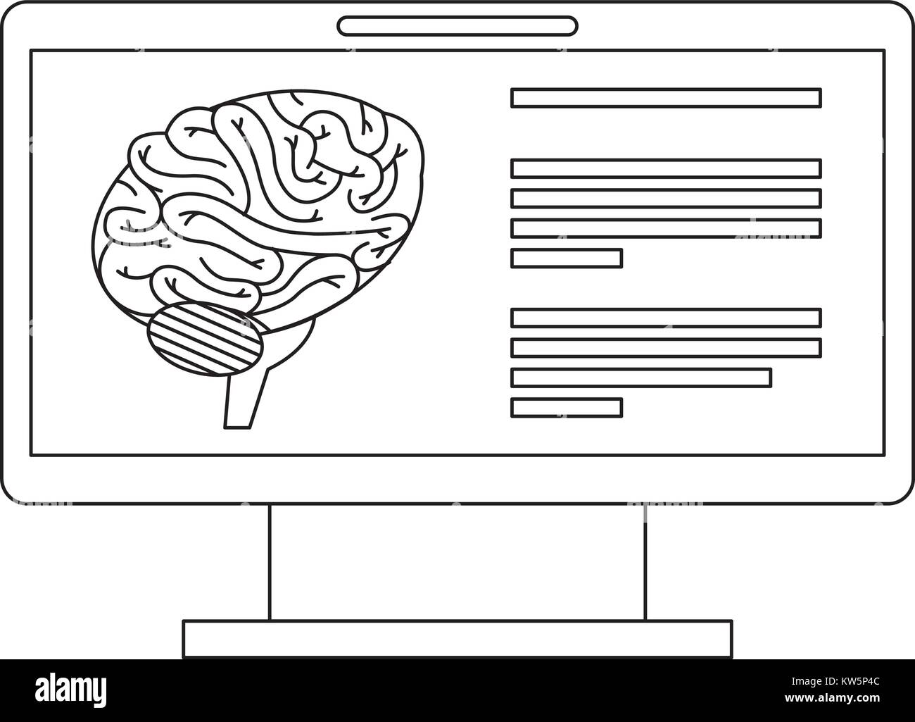 monitor computer with brain Stock Vector Image & Art - Alamy
