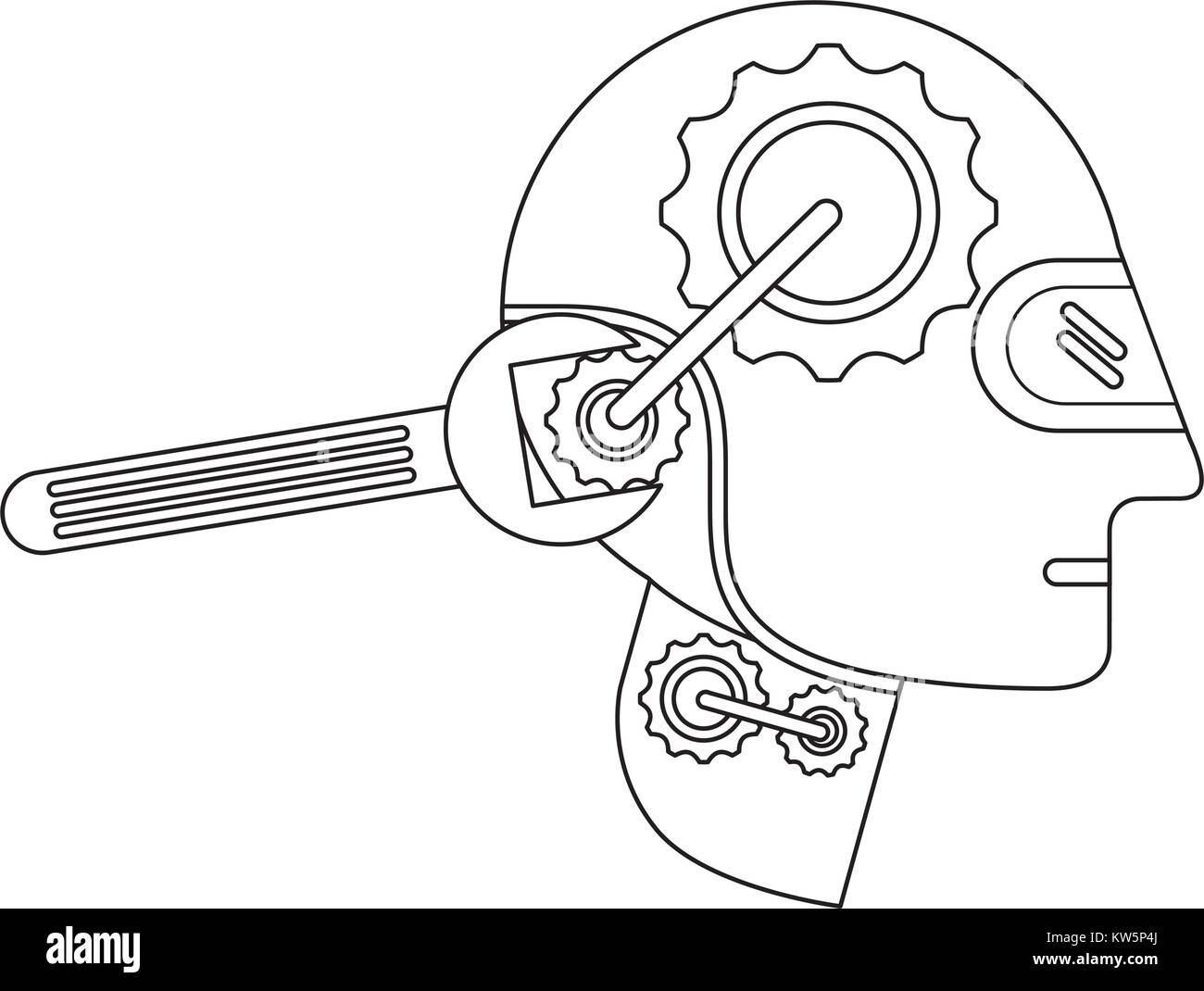 humanoid robot profile with wrench Stock Vector Image & Art - Alamy