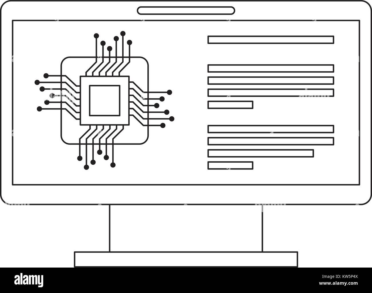 monitor computer with processor circuit Stock Vector Image & Art - Alamy