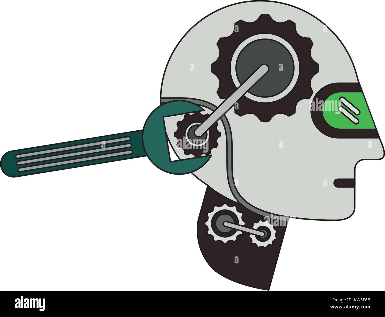 humanoid robot profile with wrench vector illustration design Stock ...