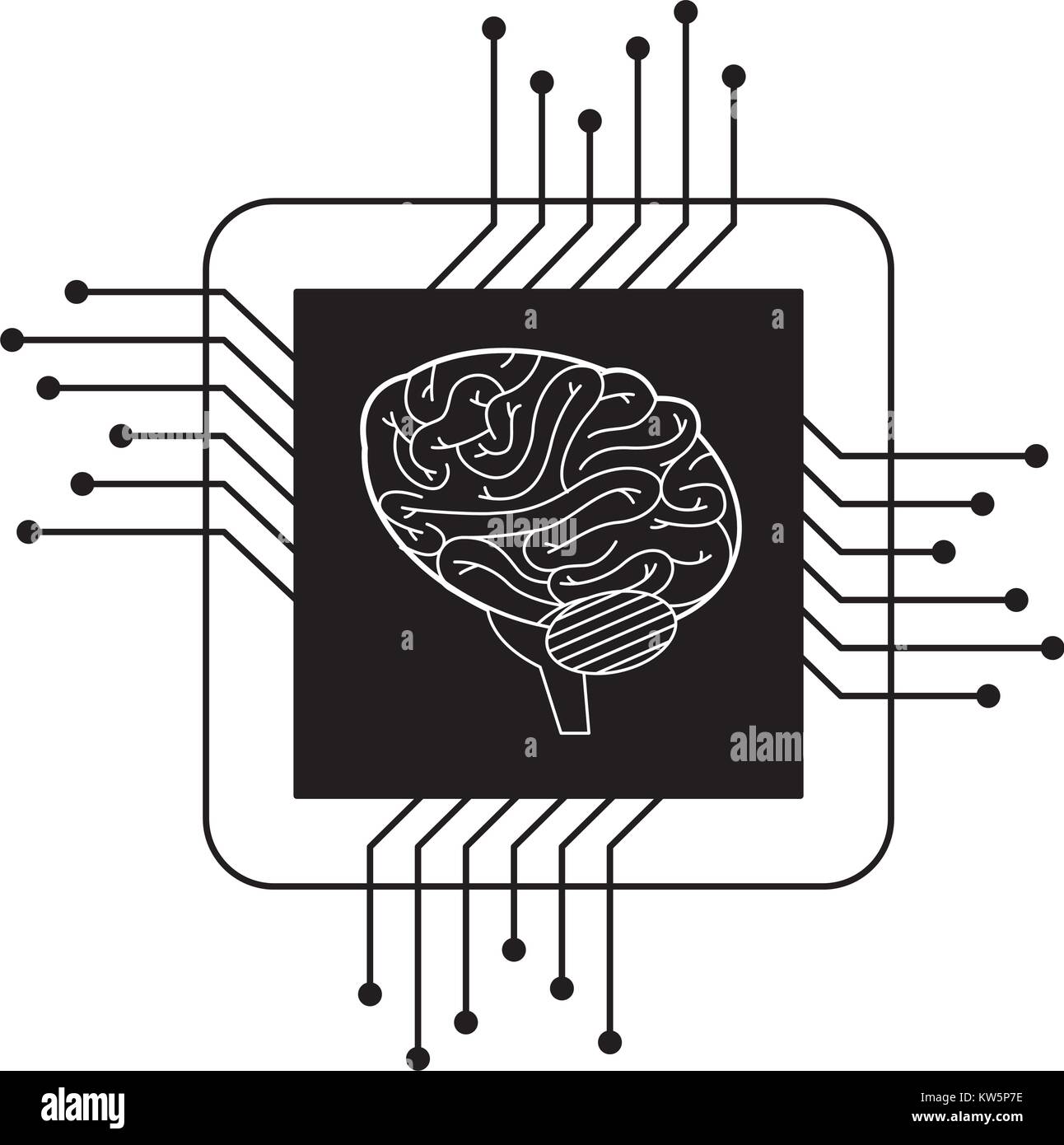 processor circuit with brain vector illustration design Stock Vector ...