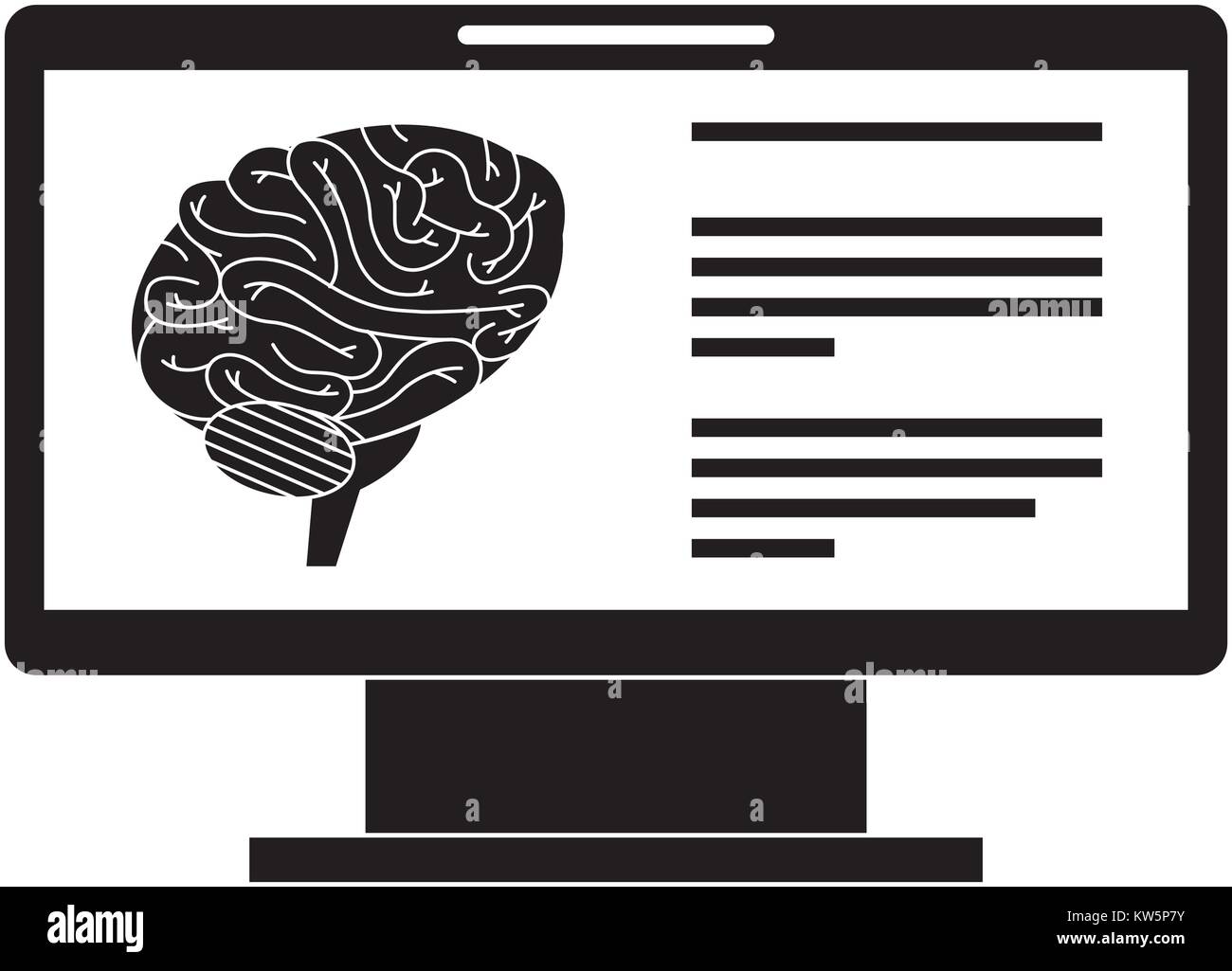 monitor computer with brain vector illustration design Stock Vector ...