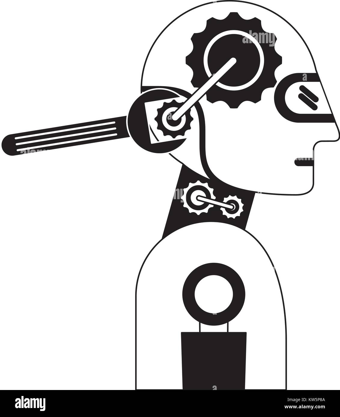 humanoid robot profile with wrench vector illustration design Stock ...
