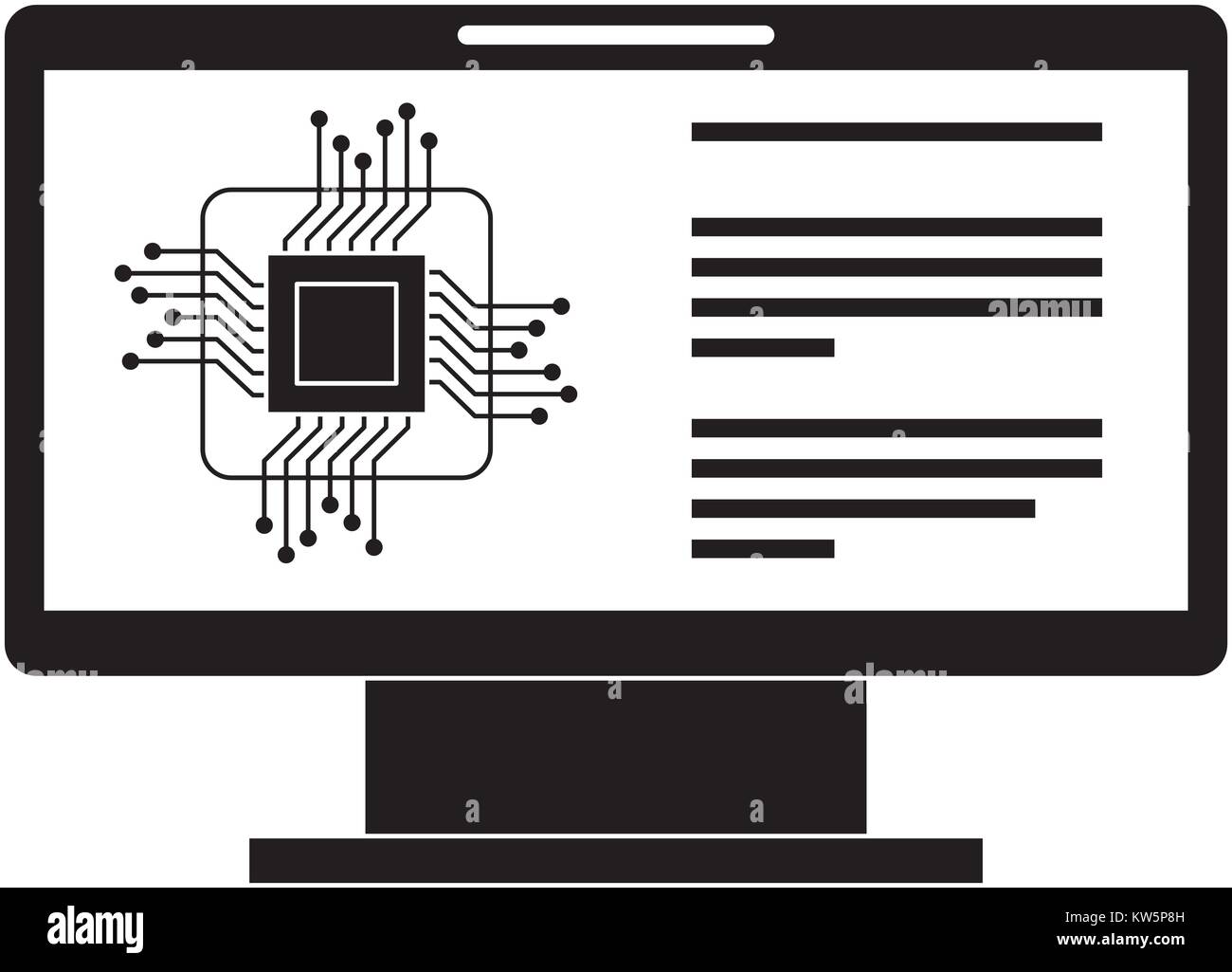 monitor computer with processor circuit vector illustration design ...