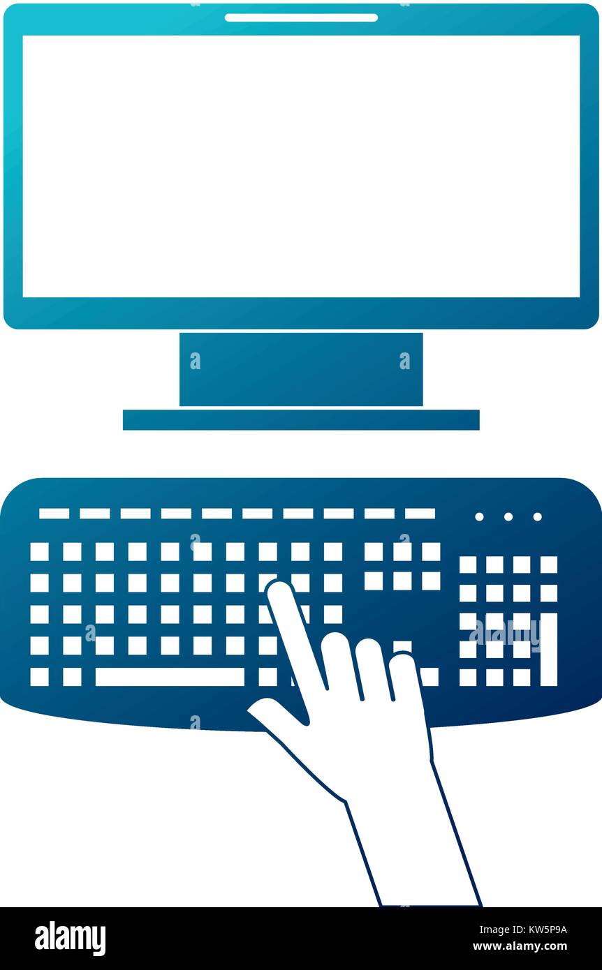 user with computer desktop vector illustration design Stock Vector ...