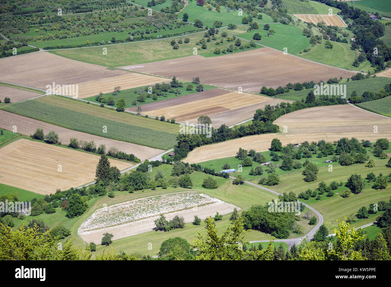 Green valley with farm fields in Swabian Alb in Germany Stock Photo - Alamy