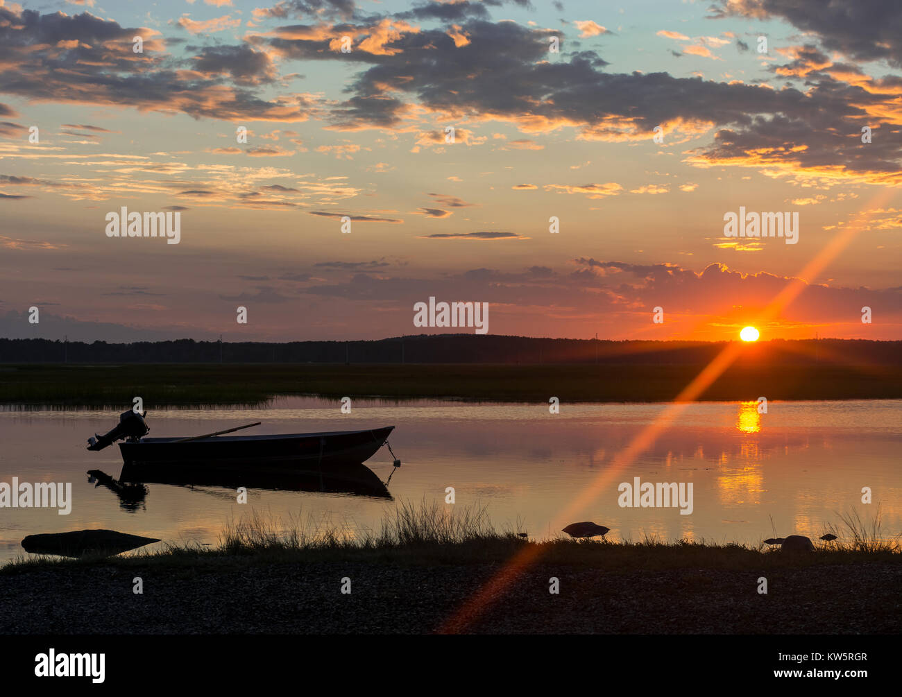 Beautiful Sunset on Hampton Beach Salt Marsh Stock Photo - Alamy