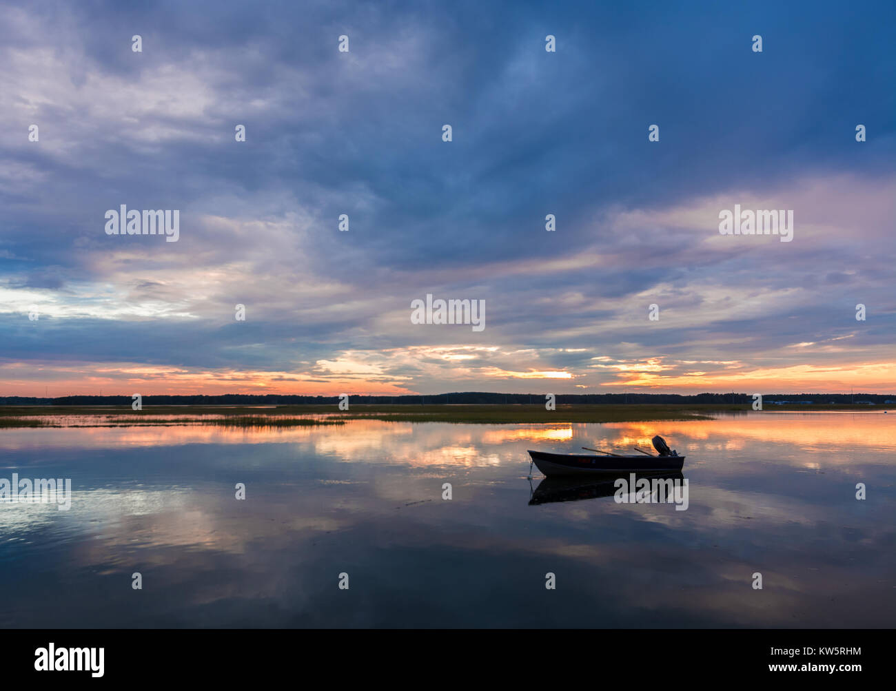 Beautiful Sunset on Hampton Beach Salt Marsh Stock Photo - Alamy