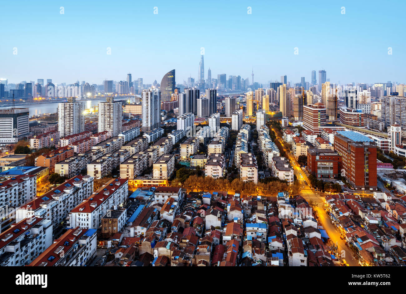 Shanghai urban city aerial panorama view with skyscrapers Stock Photo ...