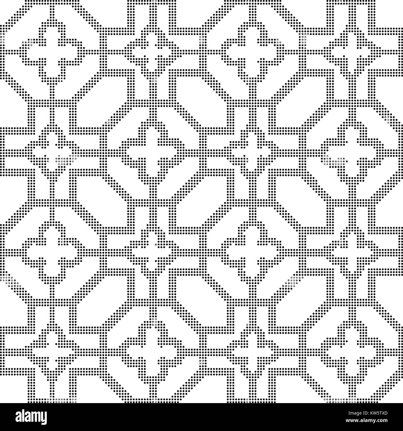 Halftone round black seamless background cross flower octagon cross ...