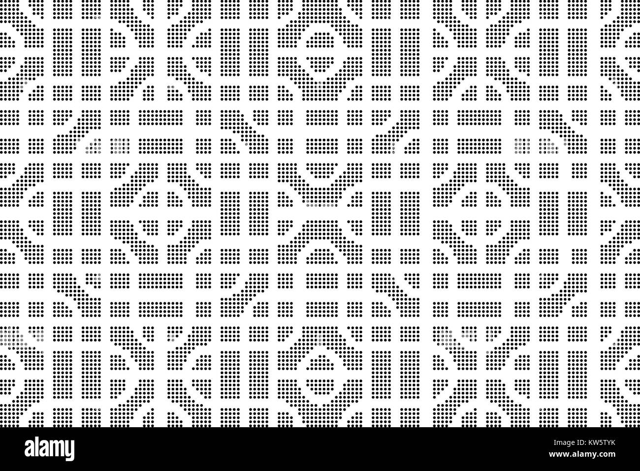 Halftone round black seamless background round square cross geometry ...