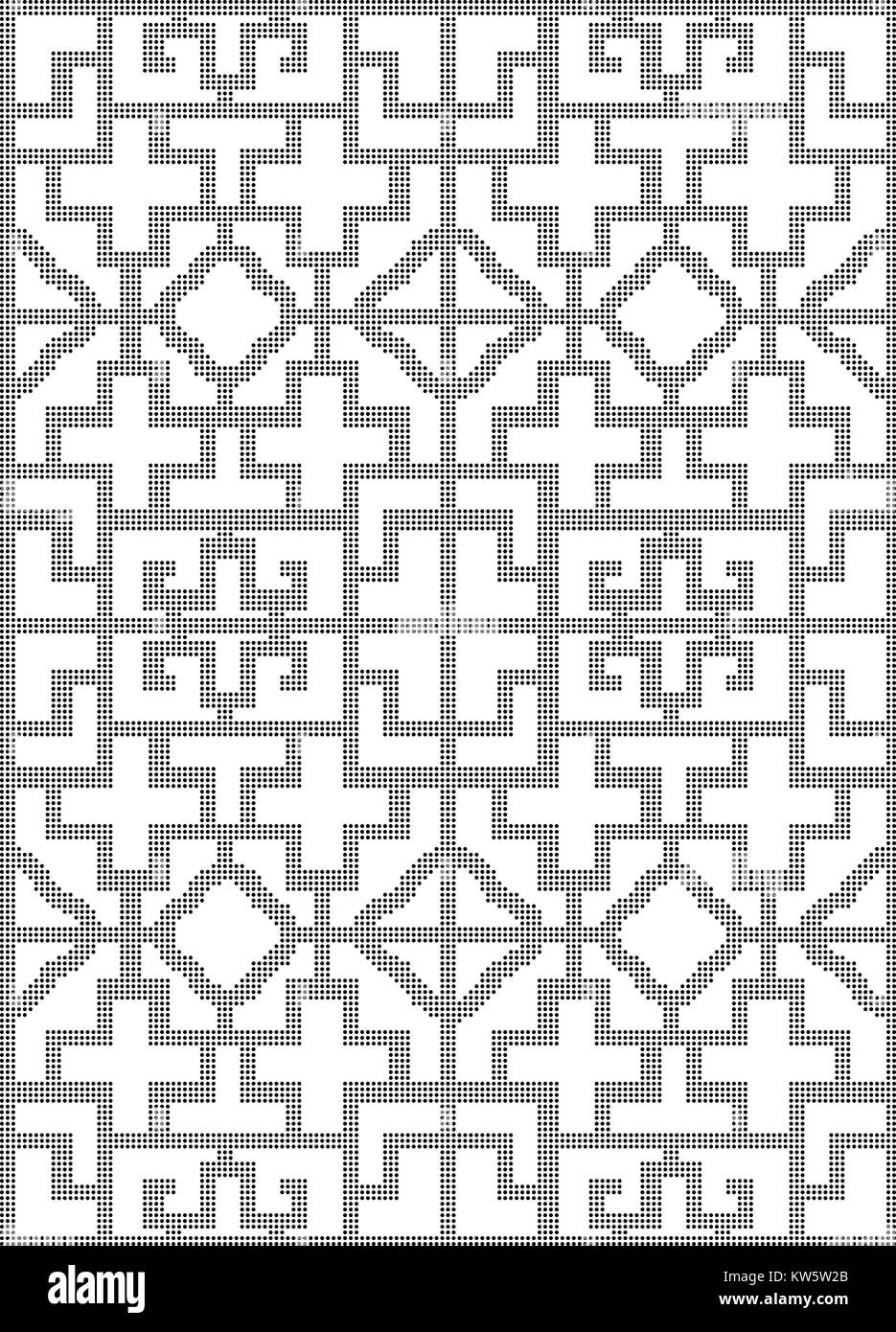 Halftone round black seamless background curve cross Chinese lattice ...