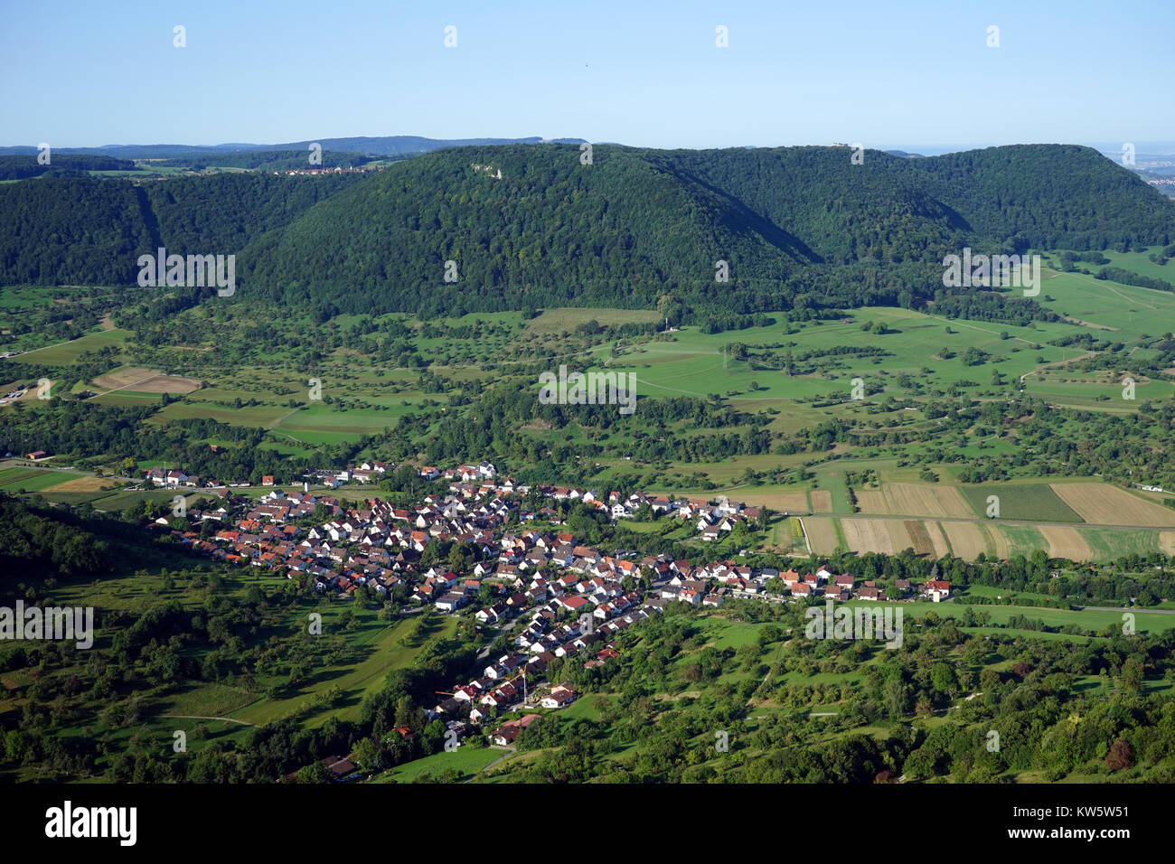 Owen town in green valley near castle Teck. Germany Stock Photo - Alamy