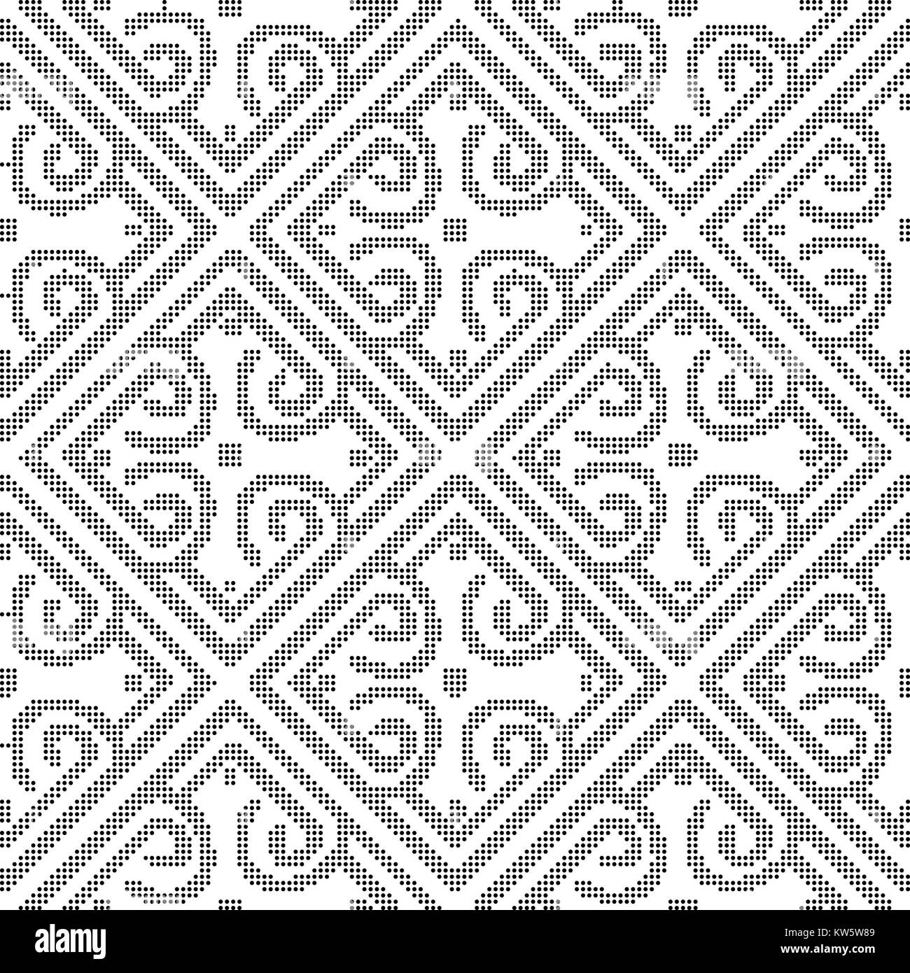 Halftone round black seamless background diamond spiral check cross ...