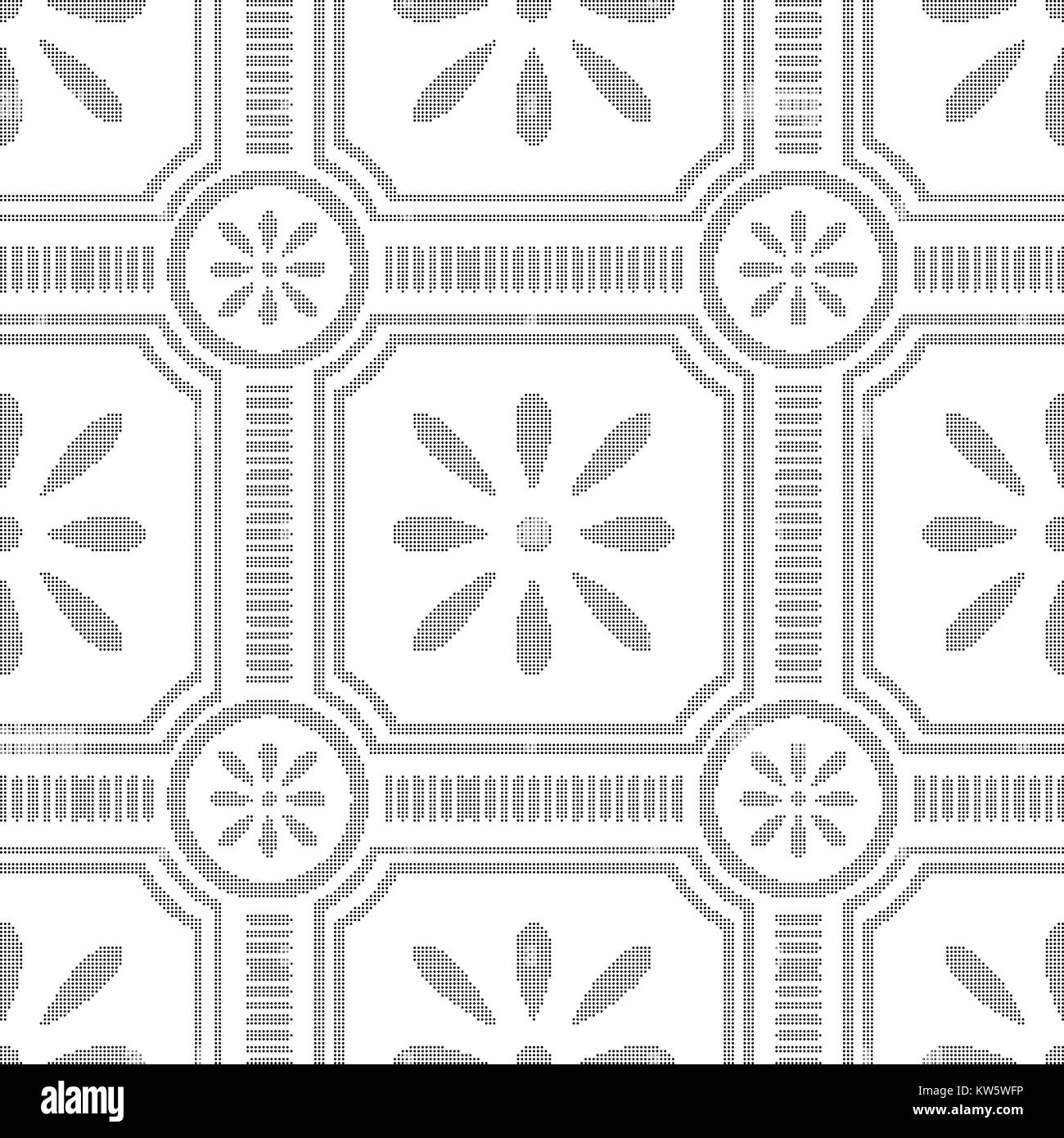 Halftone round black seamless background round square cross line frame ...