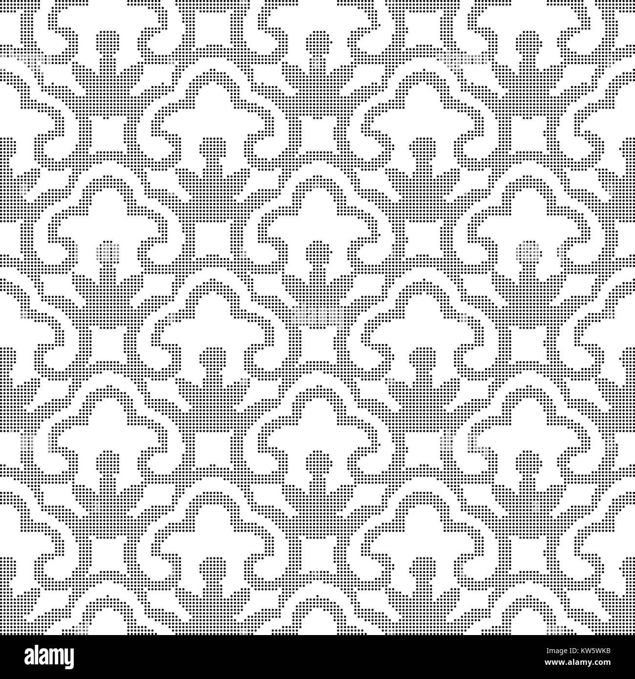 Halftone round black seamless background Chinese royal curve trefoil ...