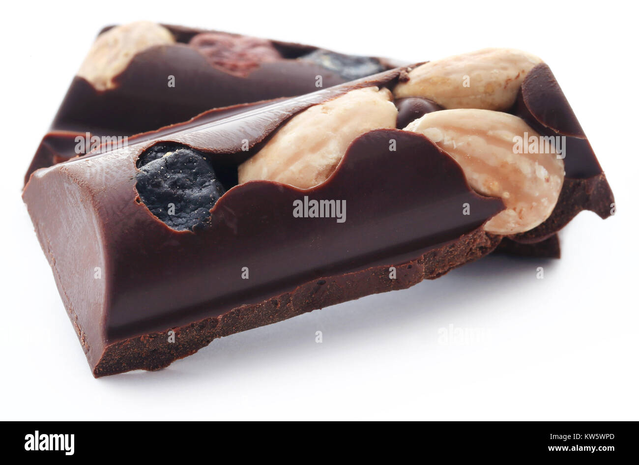Nutty chocolate isolated over white background Stock Photo - Alamy