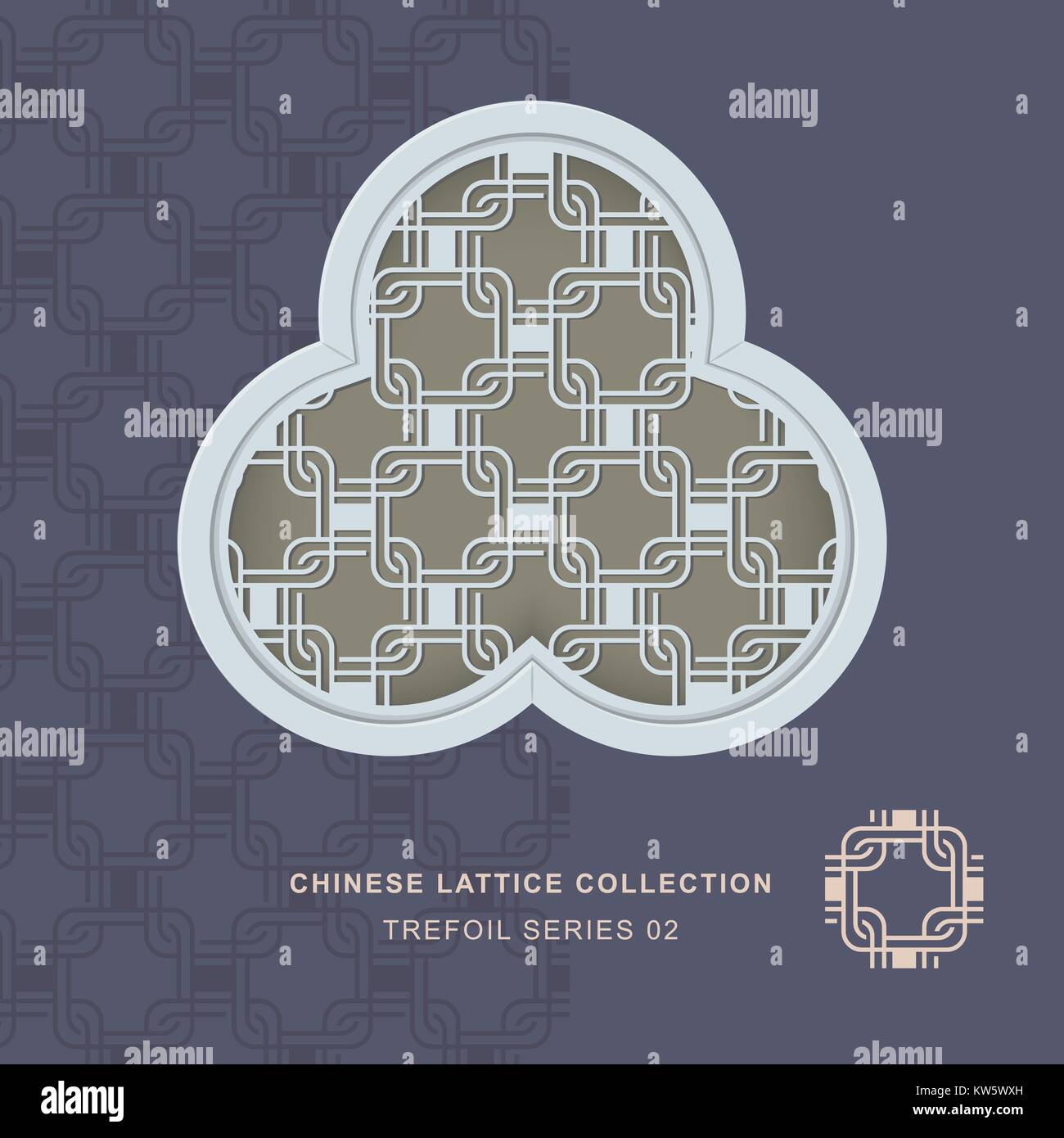 Chinese window tracery lattice trefoil frame of cross square Stock ...