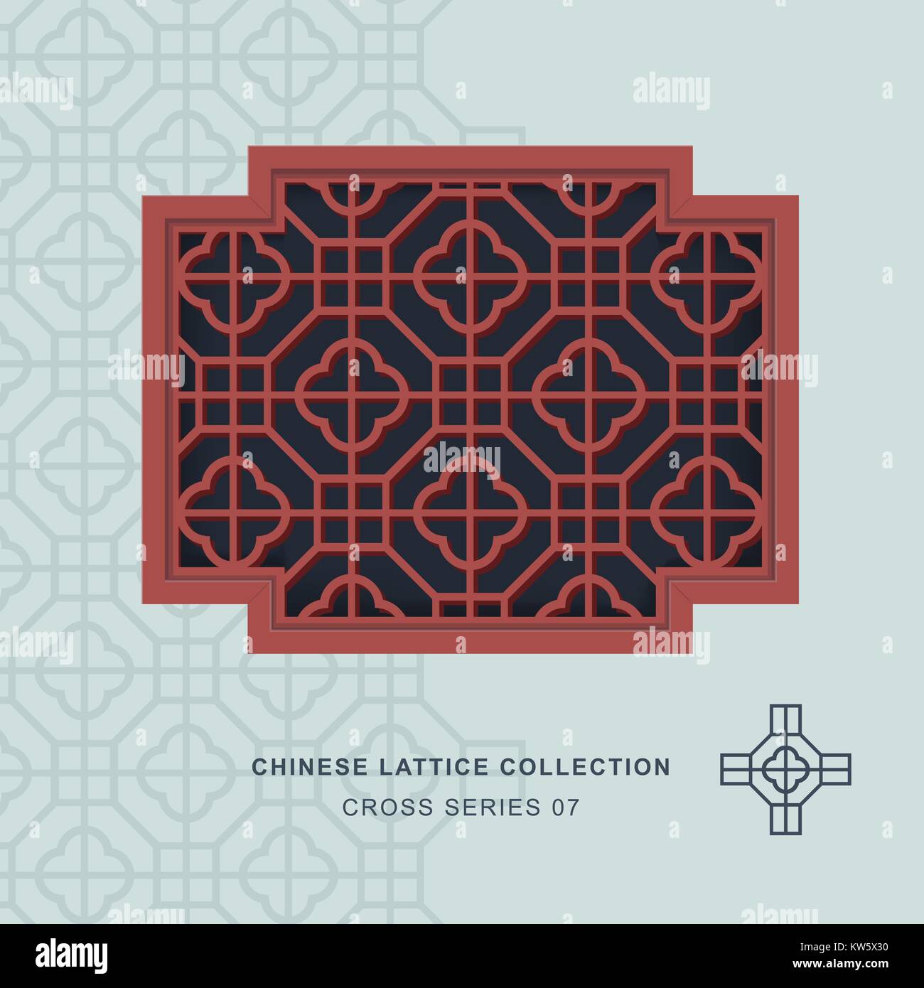 Chinese window tracery lattice cross frame of cross square Stock Vector ...