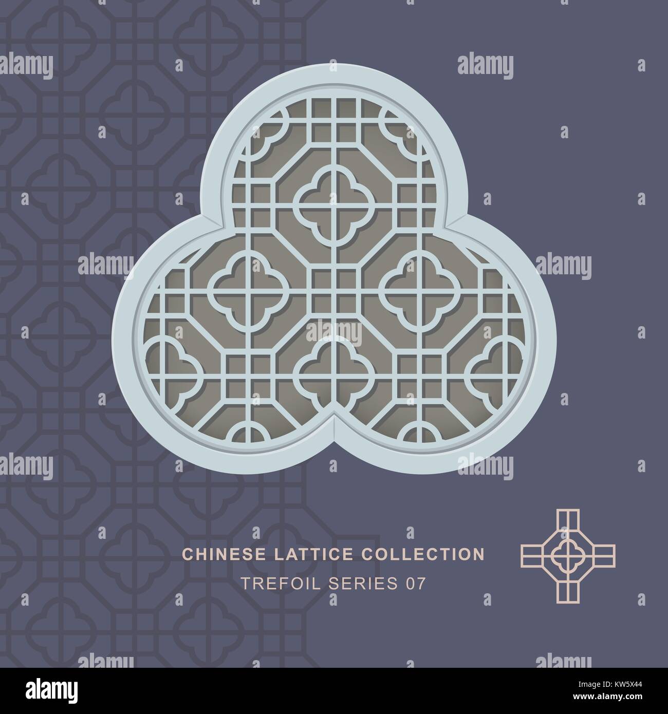 Chinese window tracery lattice trefoil frame of cross square Stock ...