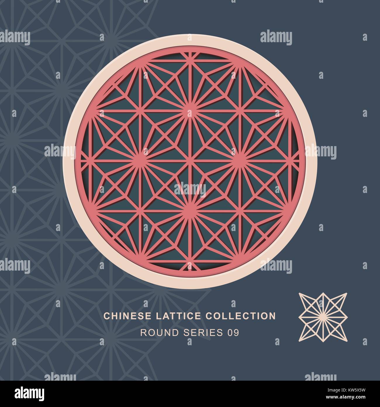 Chinese window tracery lattice round frame of diamond flower Stock ...