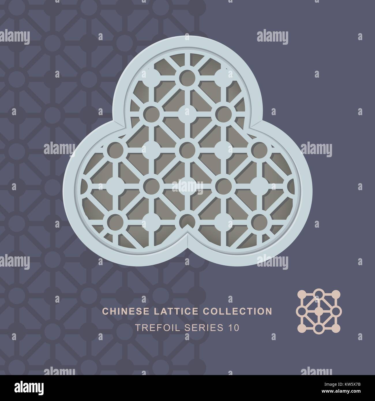 Chinese window tracery lattice trefoil frame of diamond circle Stock ...