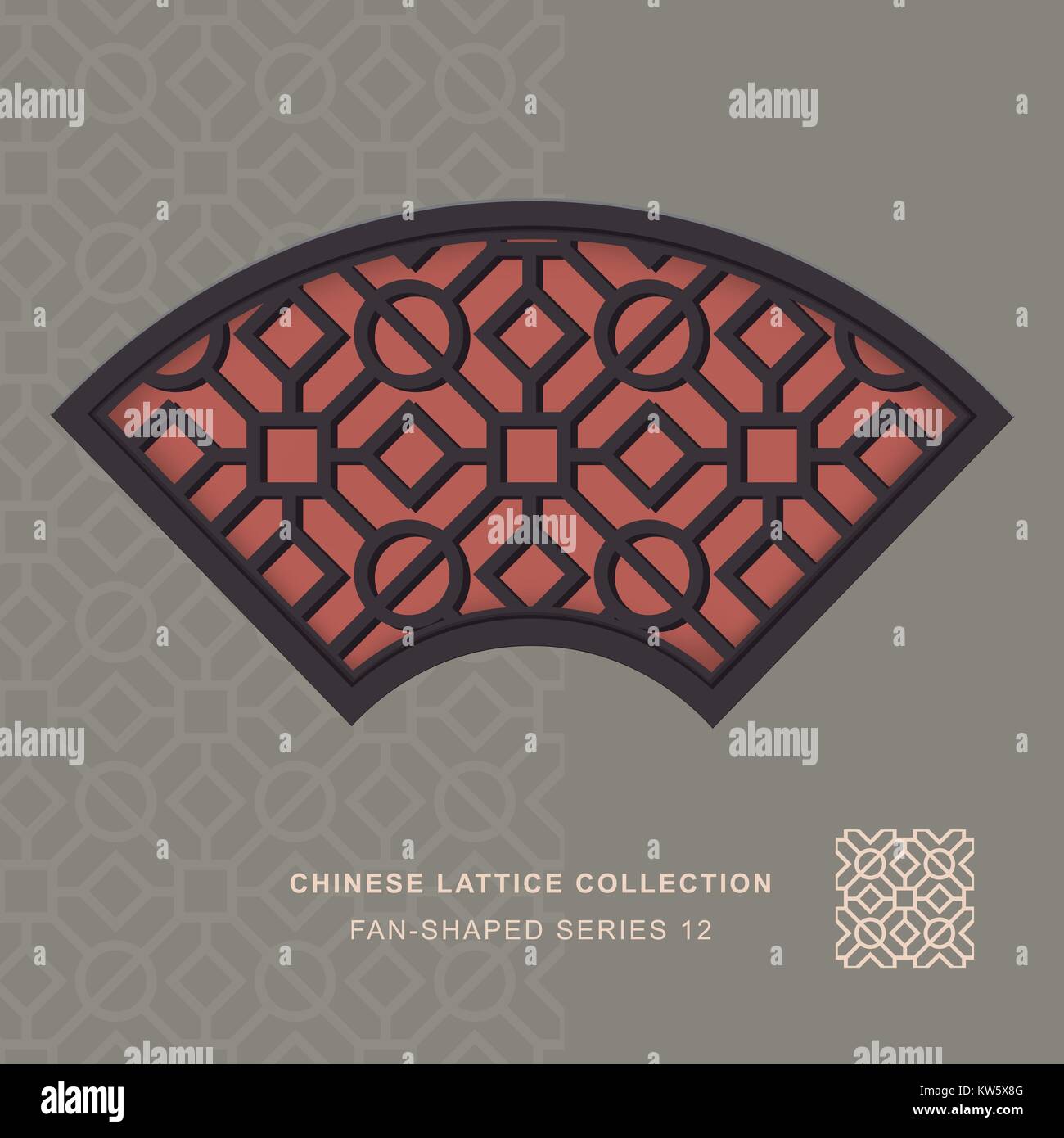 Chinese window tracery fan shaped frame of square circle Stock Vector ...