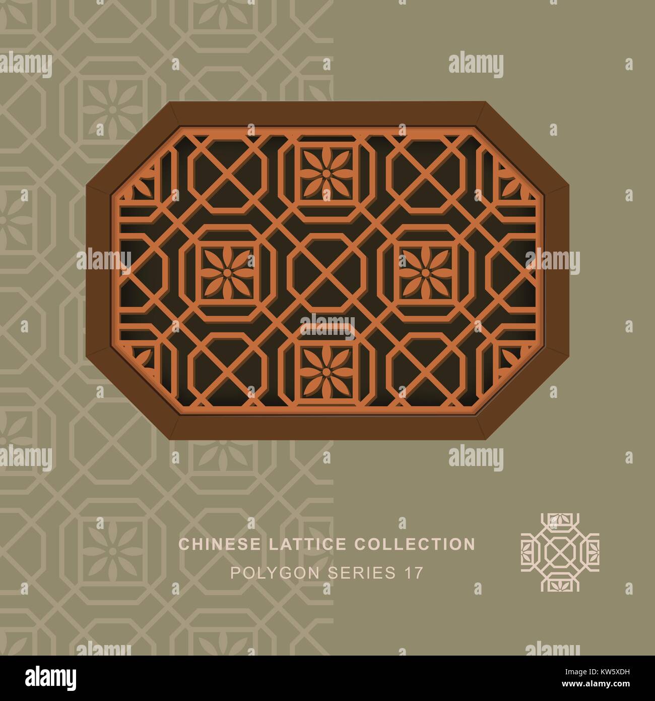 Chinese window tracery polygon frame of polygon flower Stock Vector ...