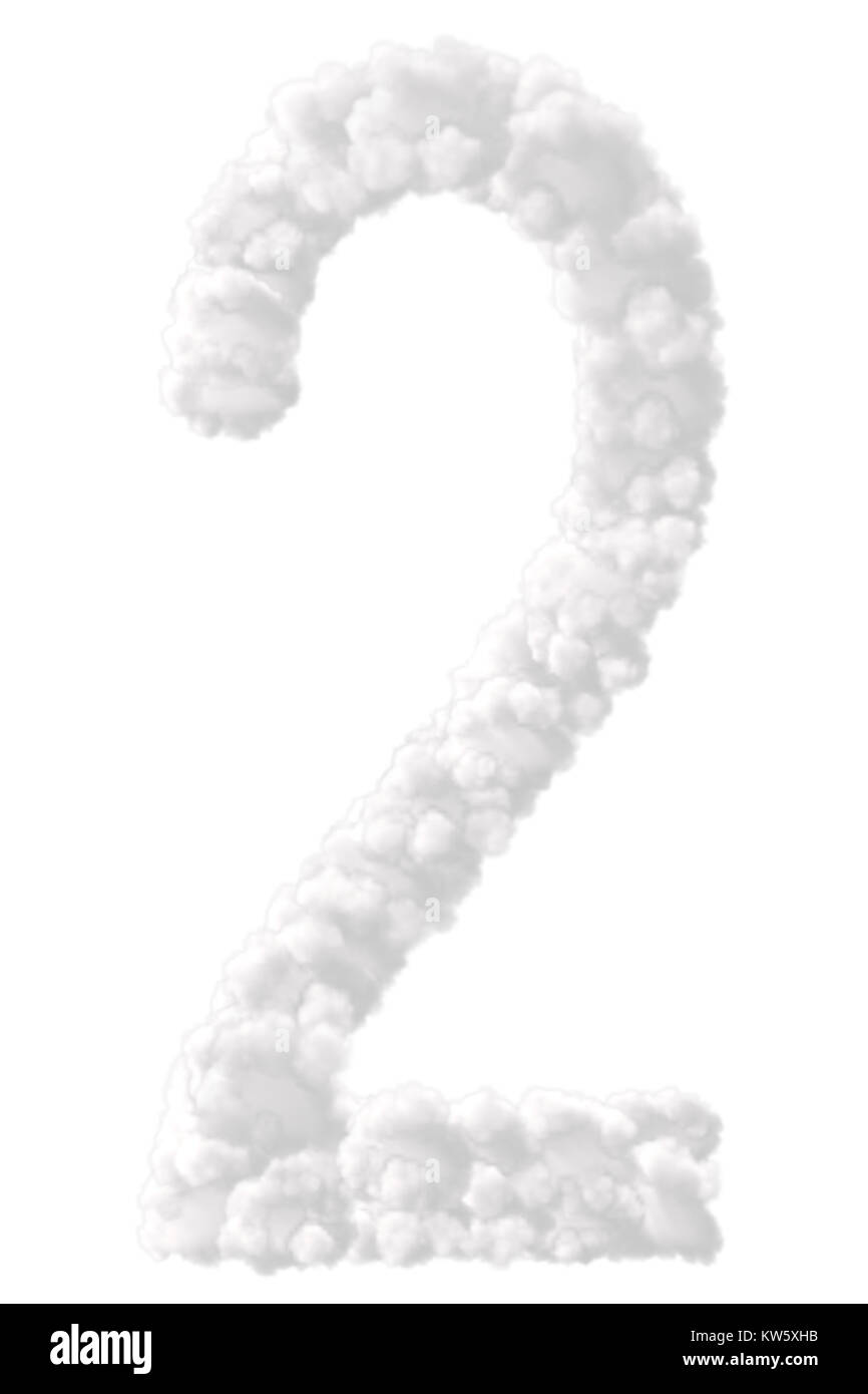 Clouds in shape of figure two on white background Stock Photo - Alamy