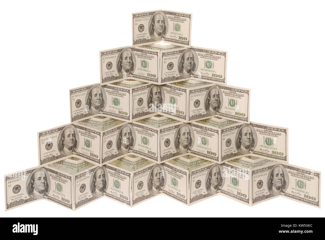 pyramid made of dollar isolated on white background Stock Photo - Alamy